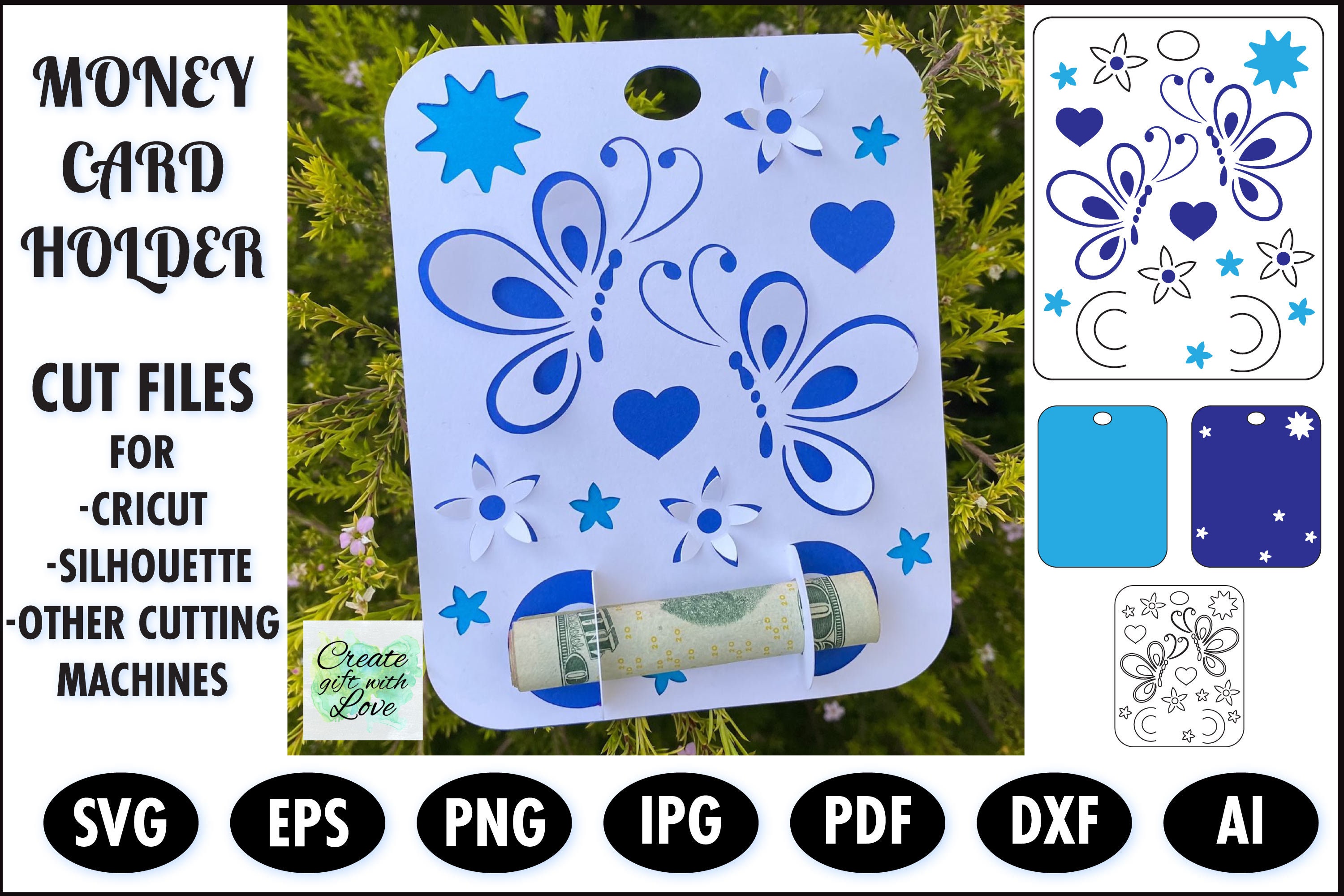 Money Card SVG, 6 Pc, Gift Holder on Birthday, Mini Bundle. Happy ...