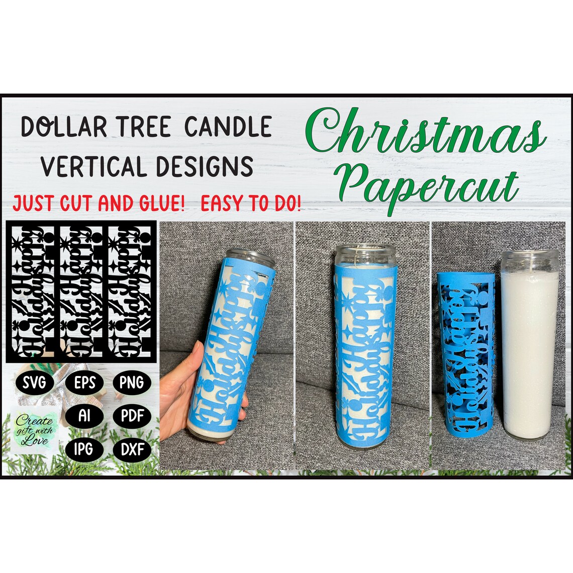 Dollar Tree Christmas Candles SVG Papercut Christmas Candle - Etsy
