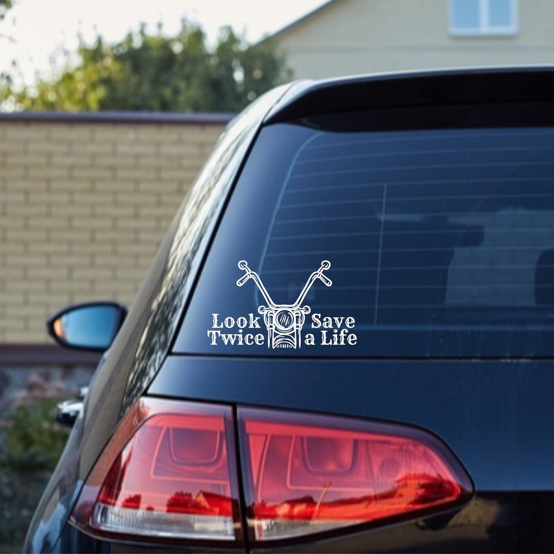 Look Twice Save a Life Car Decal Car Sticker Window Sticker Laptop ...