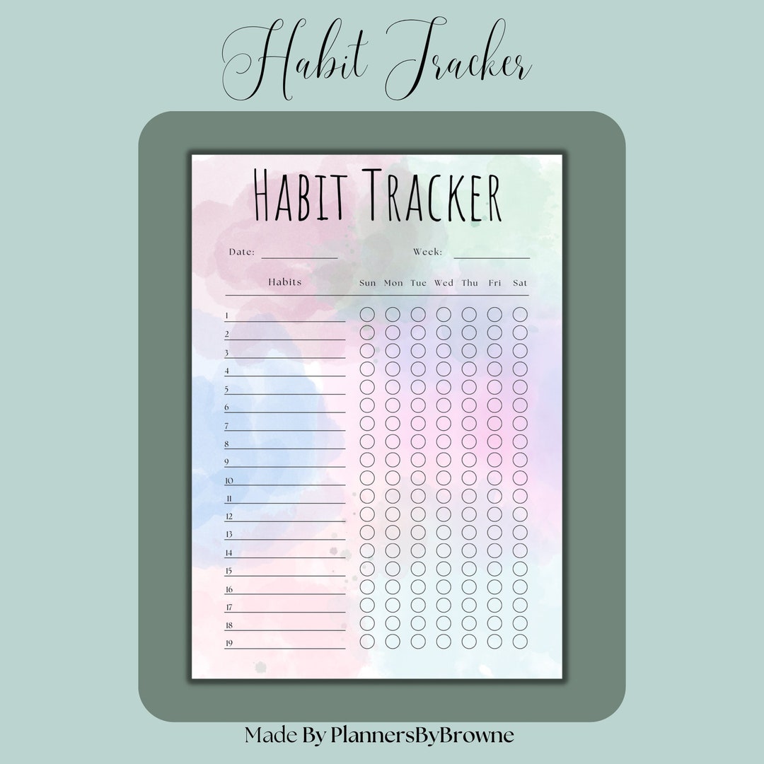 Habit Tracker, Water Color, Good Habits, Tracker - Etsy