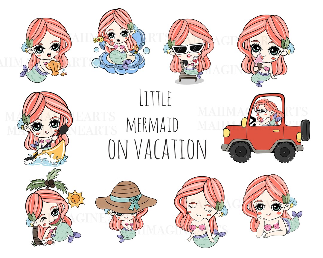 Little Mermaid PNG Bundle, Digital Download, Mermaid Clipart, Instant ...