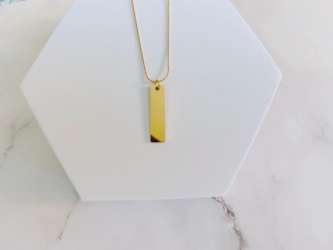 Gold Bar Pendant Necklace Vertical Bar Minimalist Geometric - Etsy