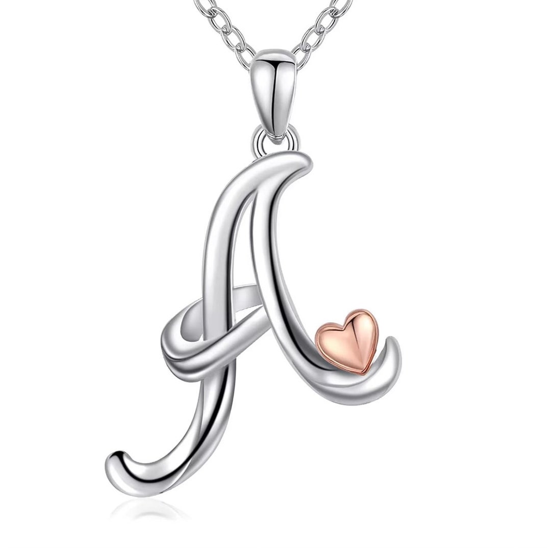 Letter A Necklace, Heart Letter Necklace, 925 Sterling Silver, Initial ...