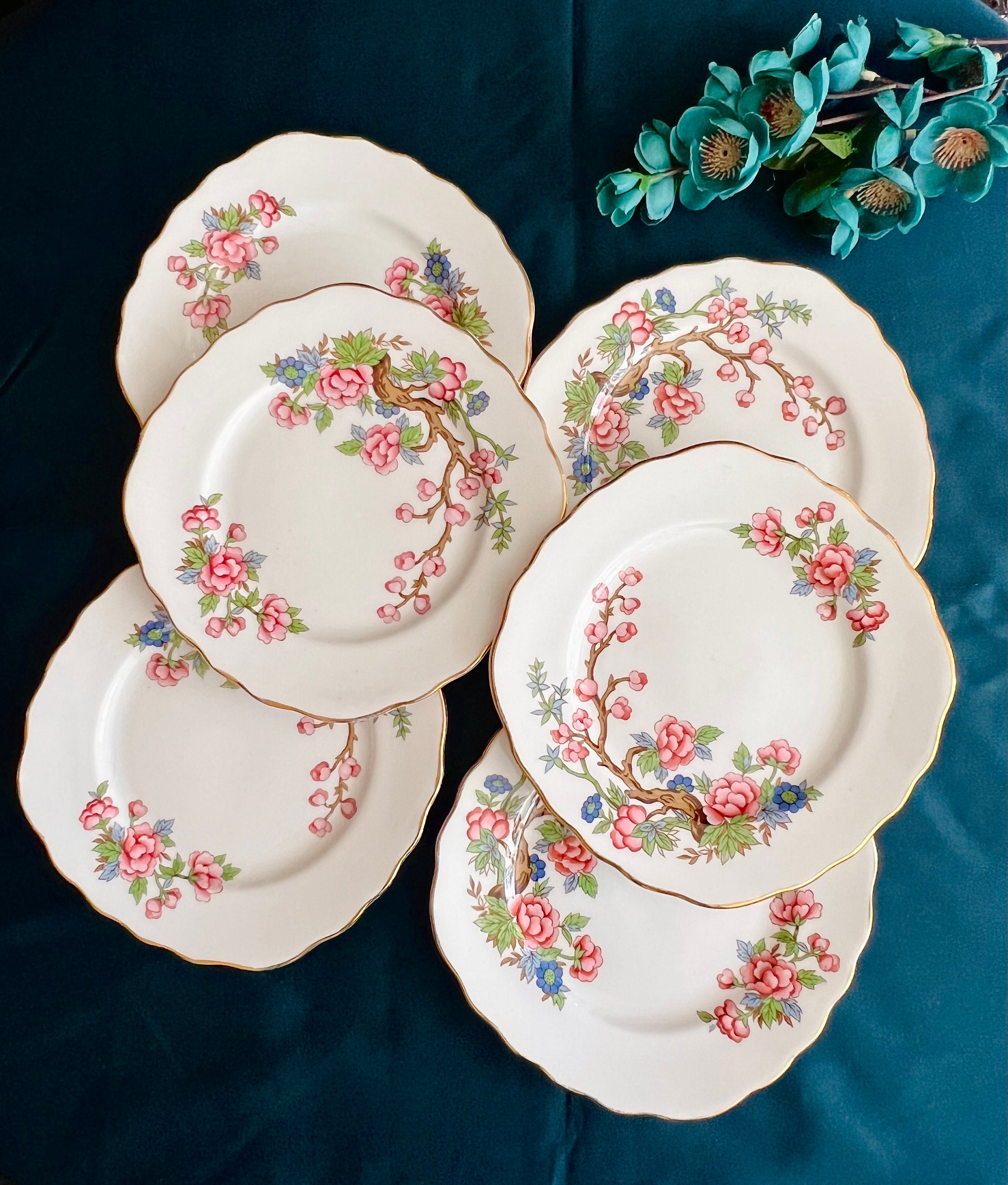 Vintage Bone China English Afternoon Tea Set 6 Cake Plates1 - Etsy