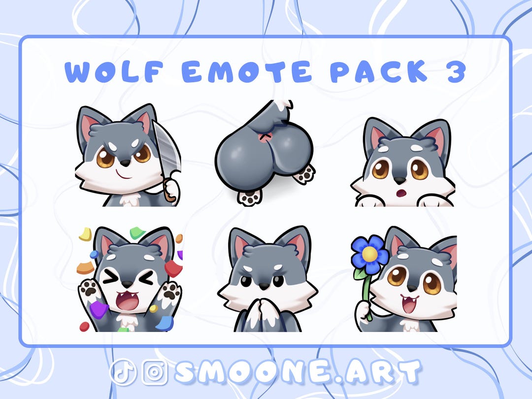 Wolf Emote Pack 3 (6) - Twitch / Discord / Youtube - Etsy