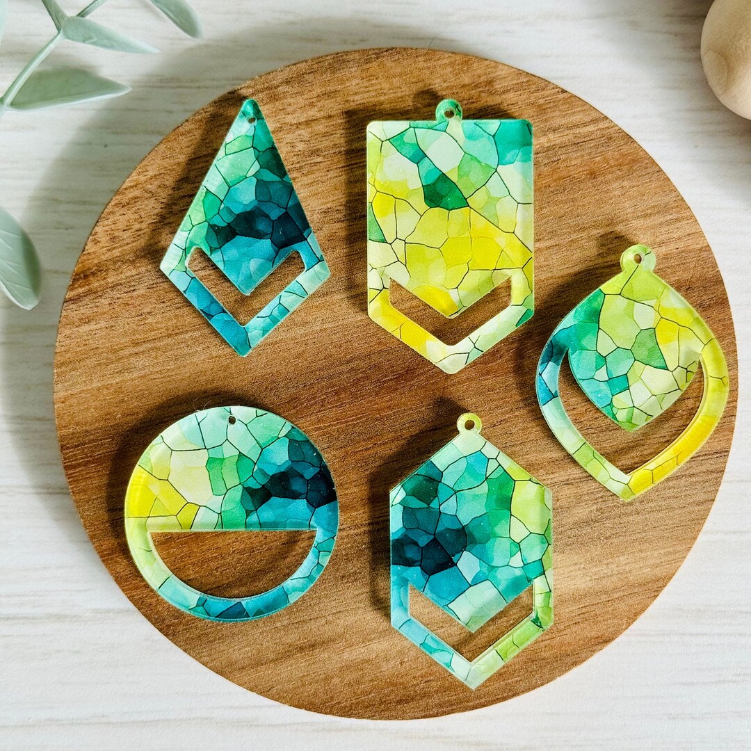 Macrame Earring Blanks, Stained Glass 5, Acrylic Earrings DIY, Macrame ...