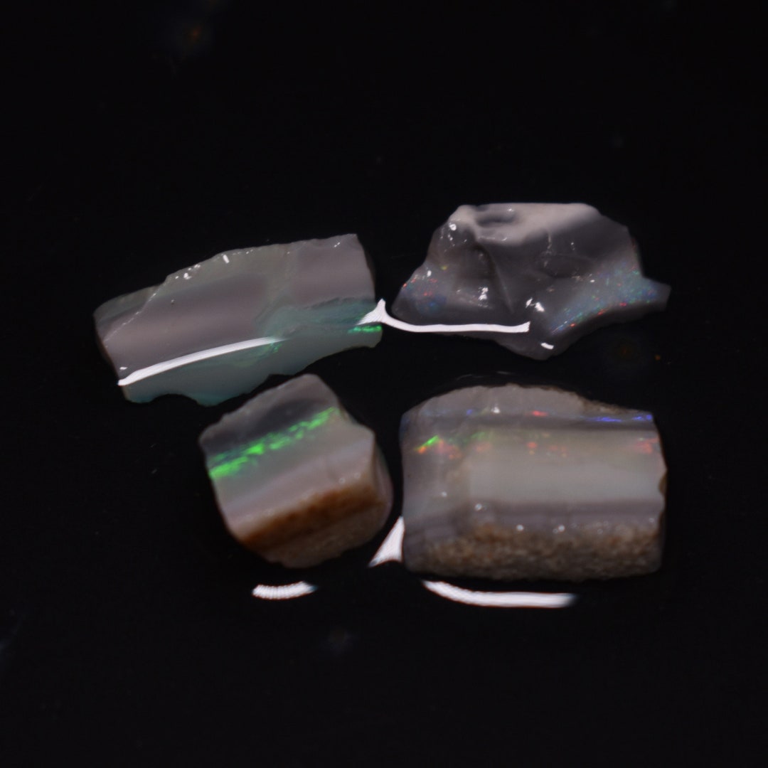 Mintabie Black Raw Rough Opals 4 Count Specimen From South Australia ...