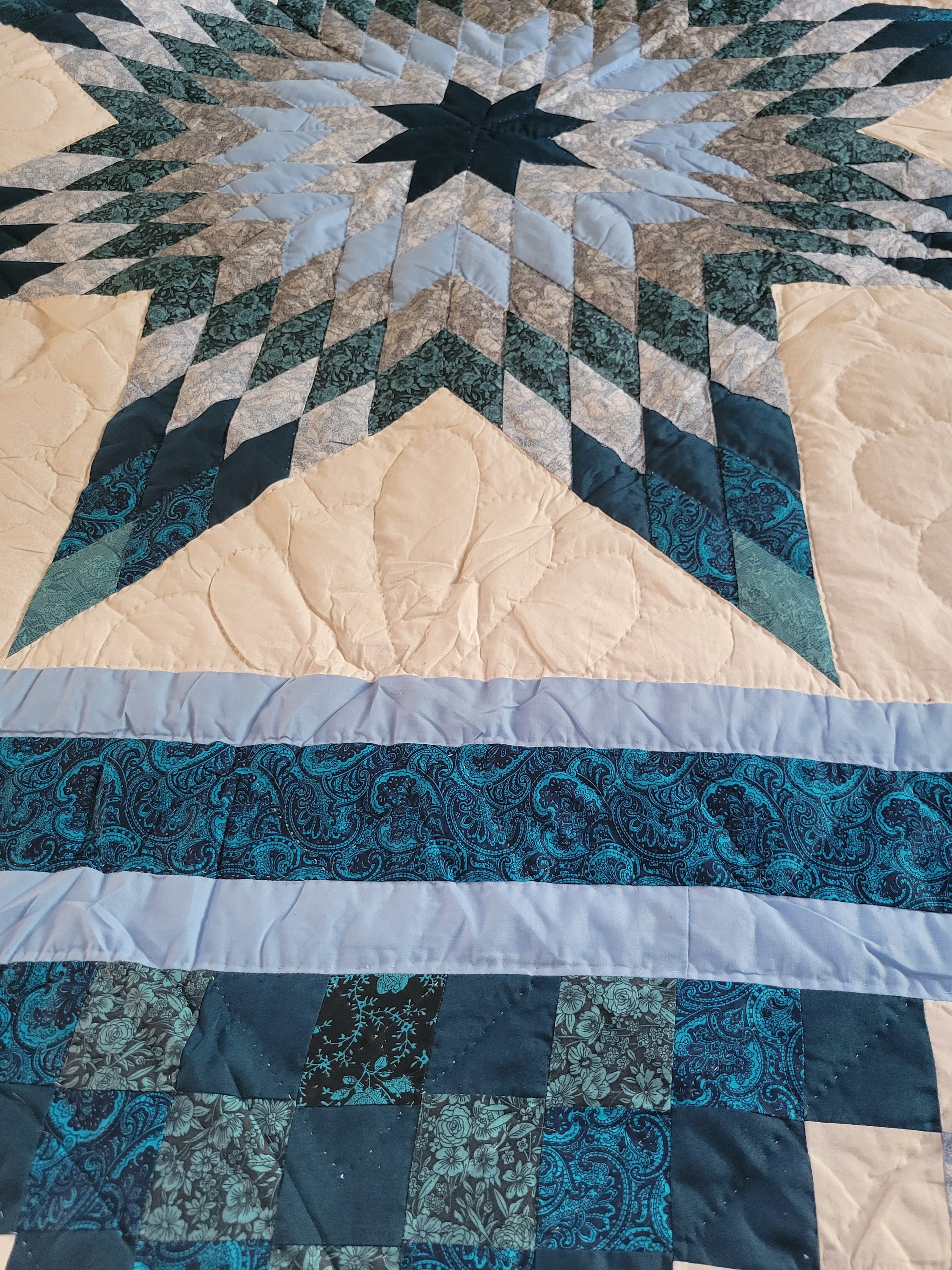 Handmade Blue Chain Star Quilt - Etsy