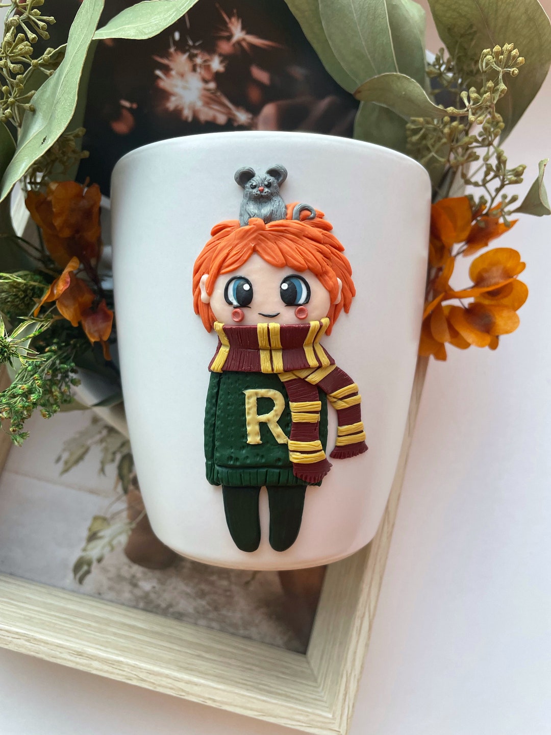 Harry Potter Mug, Polymer Clay Mug, Ron Weasley Decor, Harry Potter ...