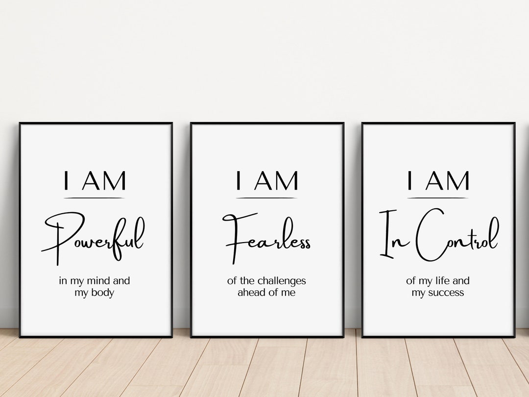 I Am Motivational Wall Art, Inspirational Quotes Wall Art, Empowering ...