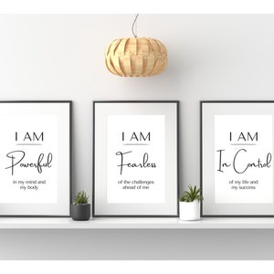 I Am Motivational Wall Art, Inspirational Quotes Wall Art, Empowering ...