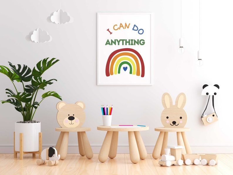Set of 8 Kids Motivational Wall Art, Kids Positive Affirmation Wall Art ...