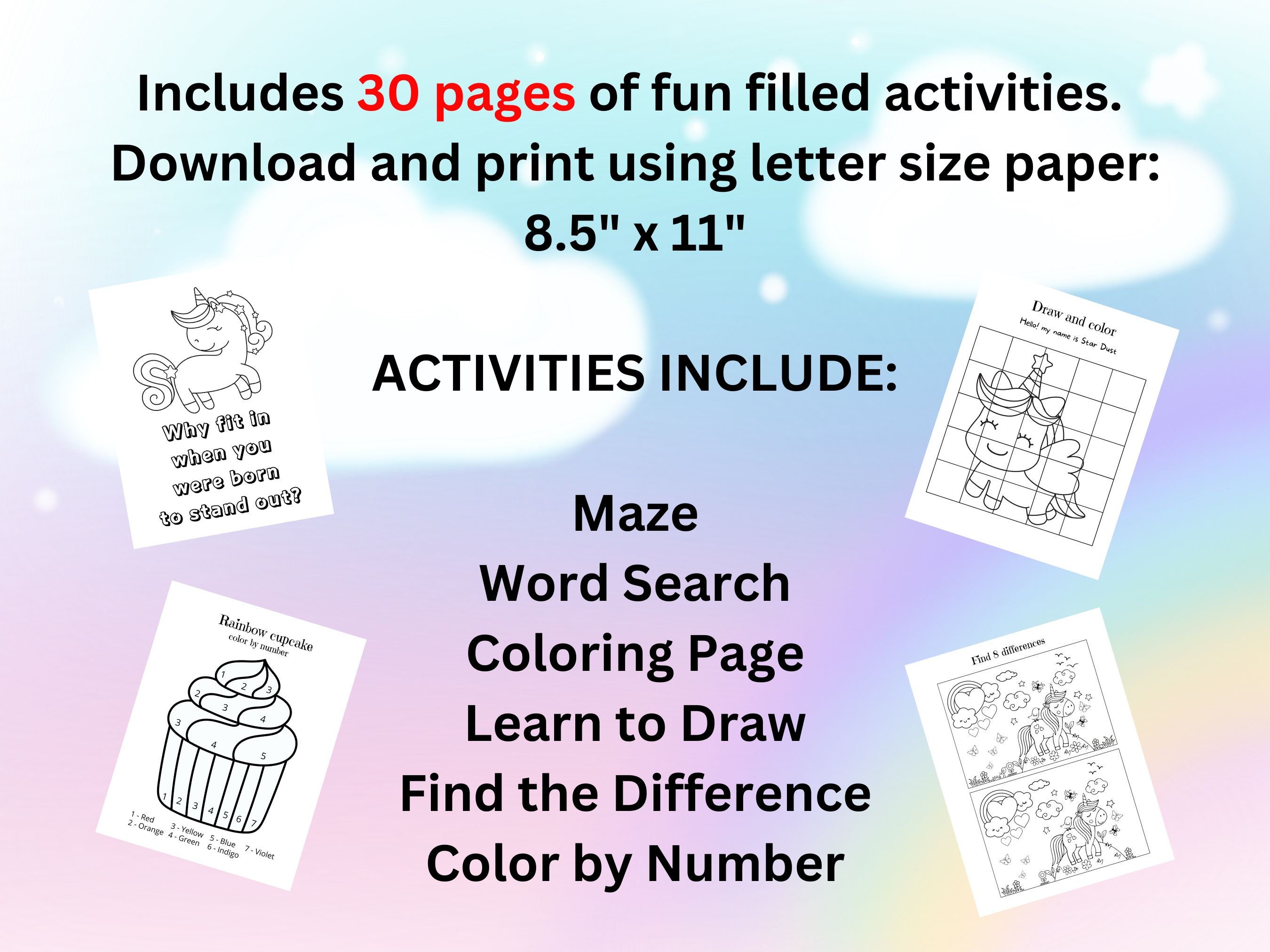 Unicorn Coloring Pages, Kids Activities for School, Unicorn Birthday ...