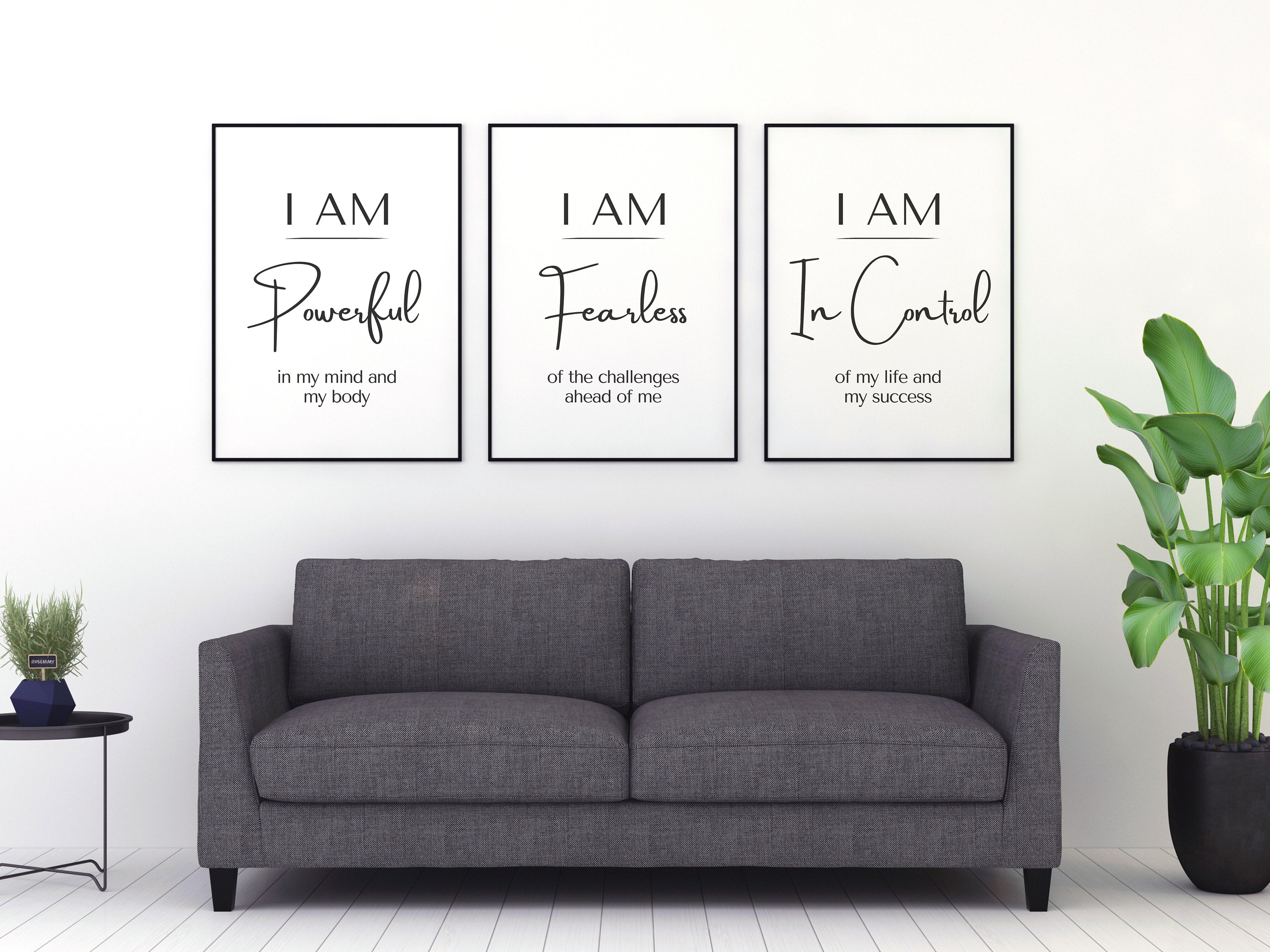 I Am Motivational Wall Art, Inspirational Quotes Wall Art, Empowering ...