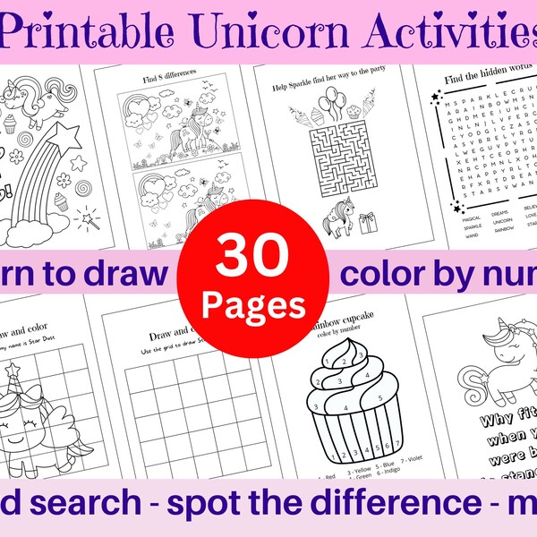 Unicorn Coloring Pages, Kids Activities for School, Unicorn Birthday ...