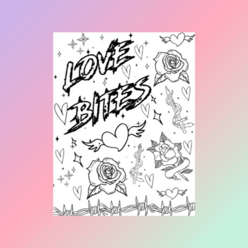 Love Bites Valentine's Coloring Page - Etsy
