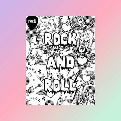 Rock and Roll Punk Coloring Page - Etsy