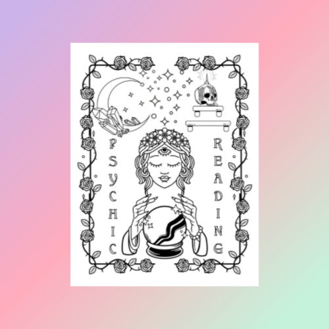 Psychic Reading Coloring Page - Etsy