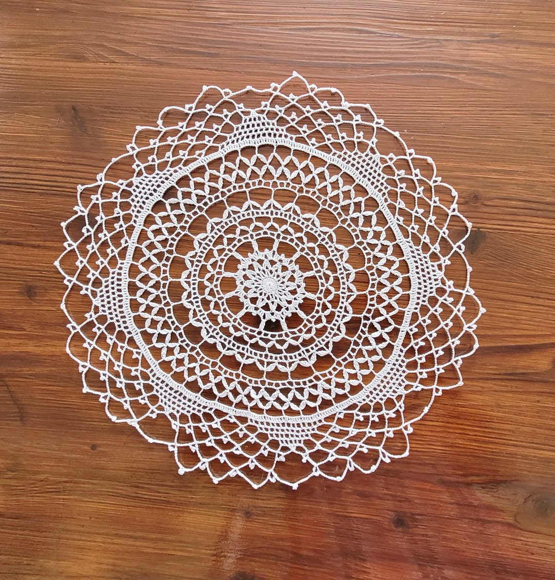 Crochet White Round Doily, Table Decoration, Lace Doily, Rustic Doily ...