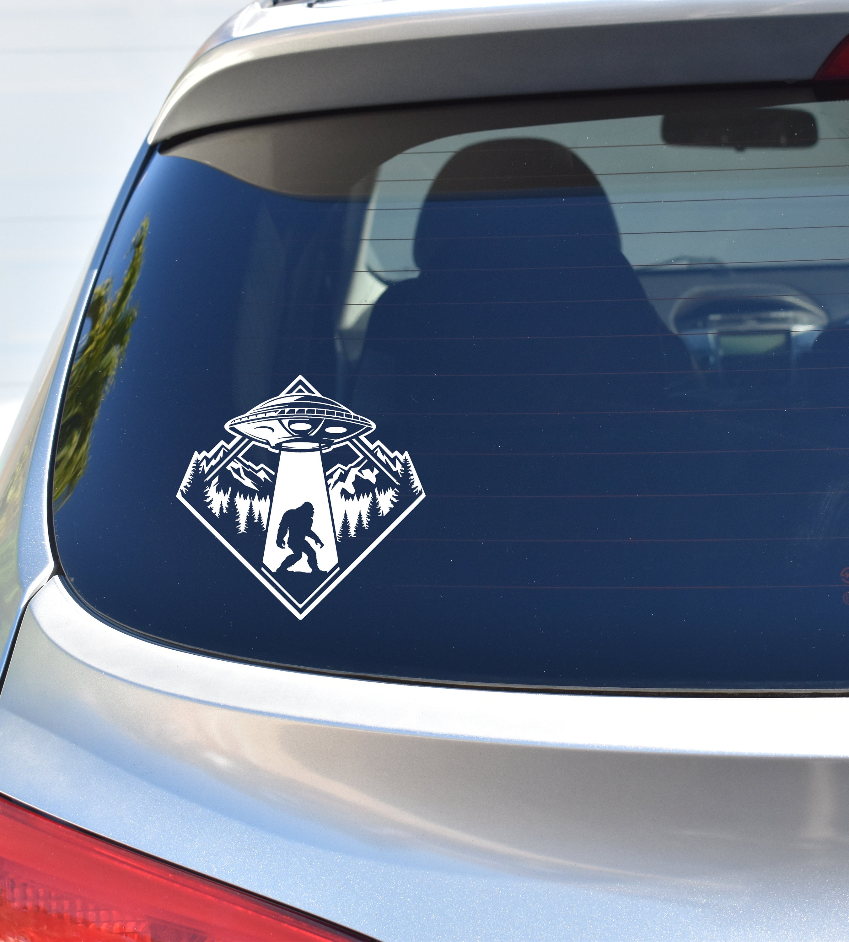 UFO Cryptid Decal | Bigfoot Forest Mountains Sticker | Alien UAP ...