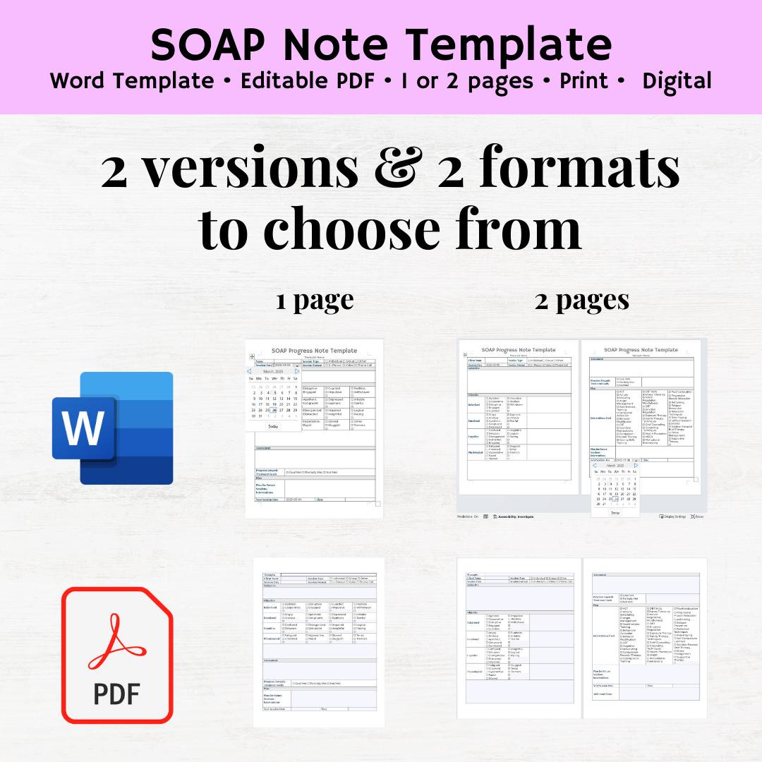 SOAP Note Therapy Editable PDF Template, Soap Notes Template, Digital ...