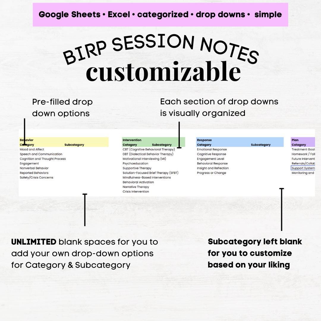 BIRP Note Cheat Sheet, BIRP Note, Mental Health Therapy Notes, Therapy ...