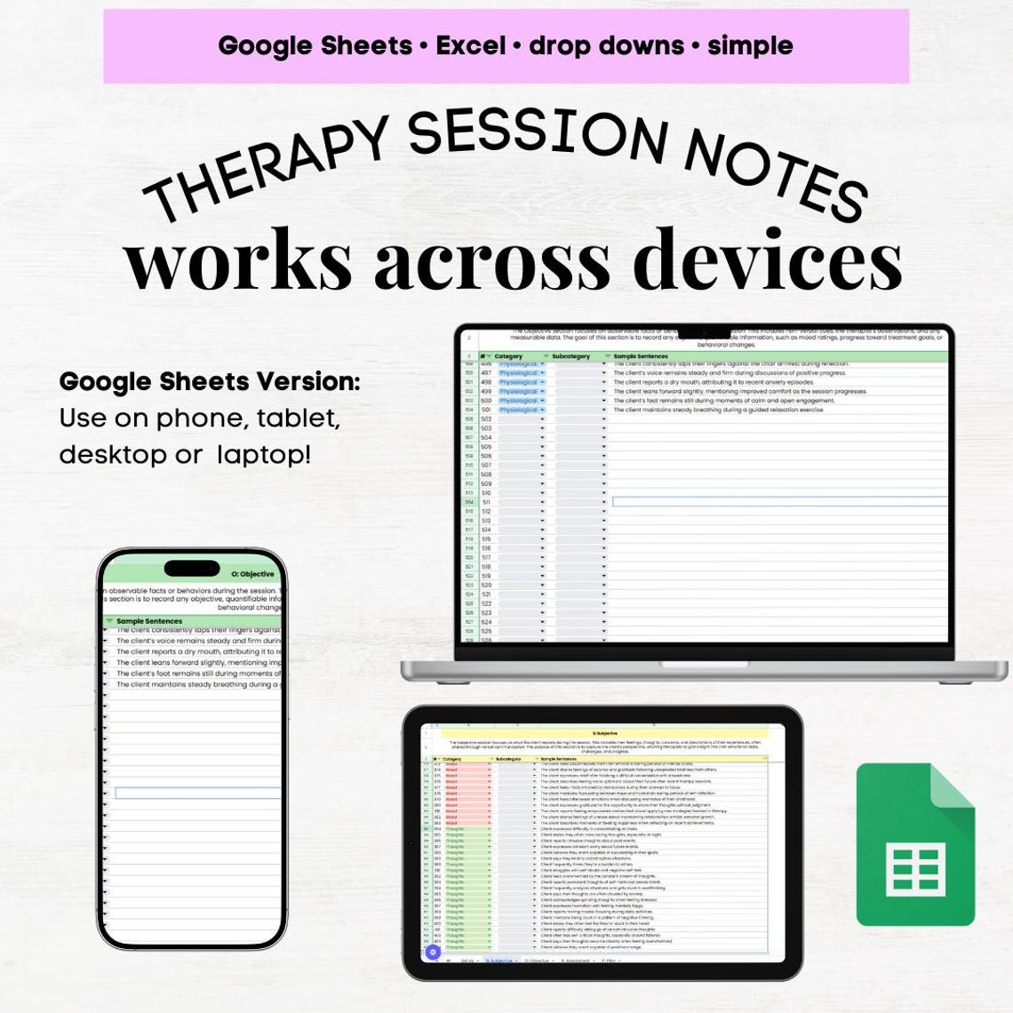 Counseling Notes Cheat Sheet Spreadsheet, Counseling Progress Note ...