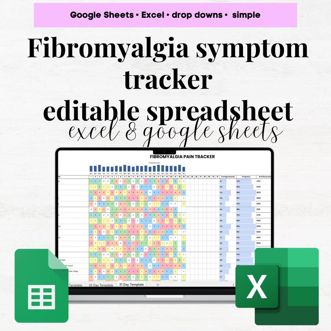 Fibromyalgia Tracker Google Sheet Excel Fibromyalgia Symptoms ...