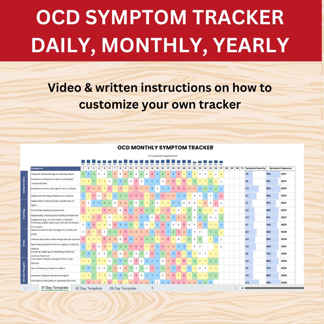 OCD Symptom Tracker Spreadsheet OCD Symptom Tracking Excel Obsessed ...