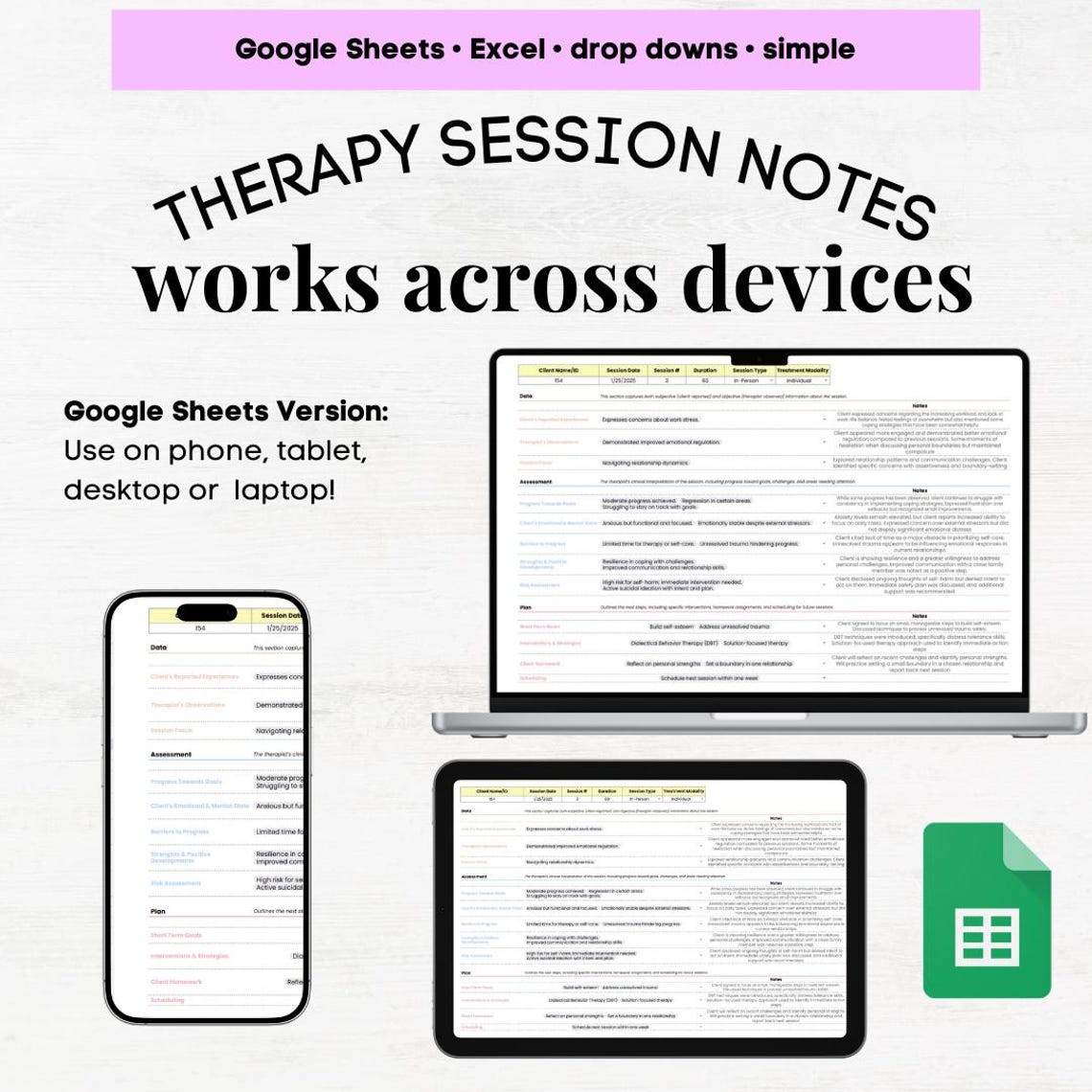 DAP Therapy Progress Note Template, DAP Notes Template, Counseling ...