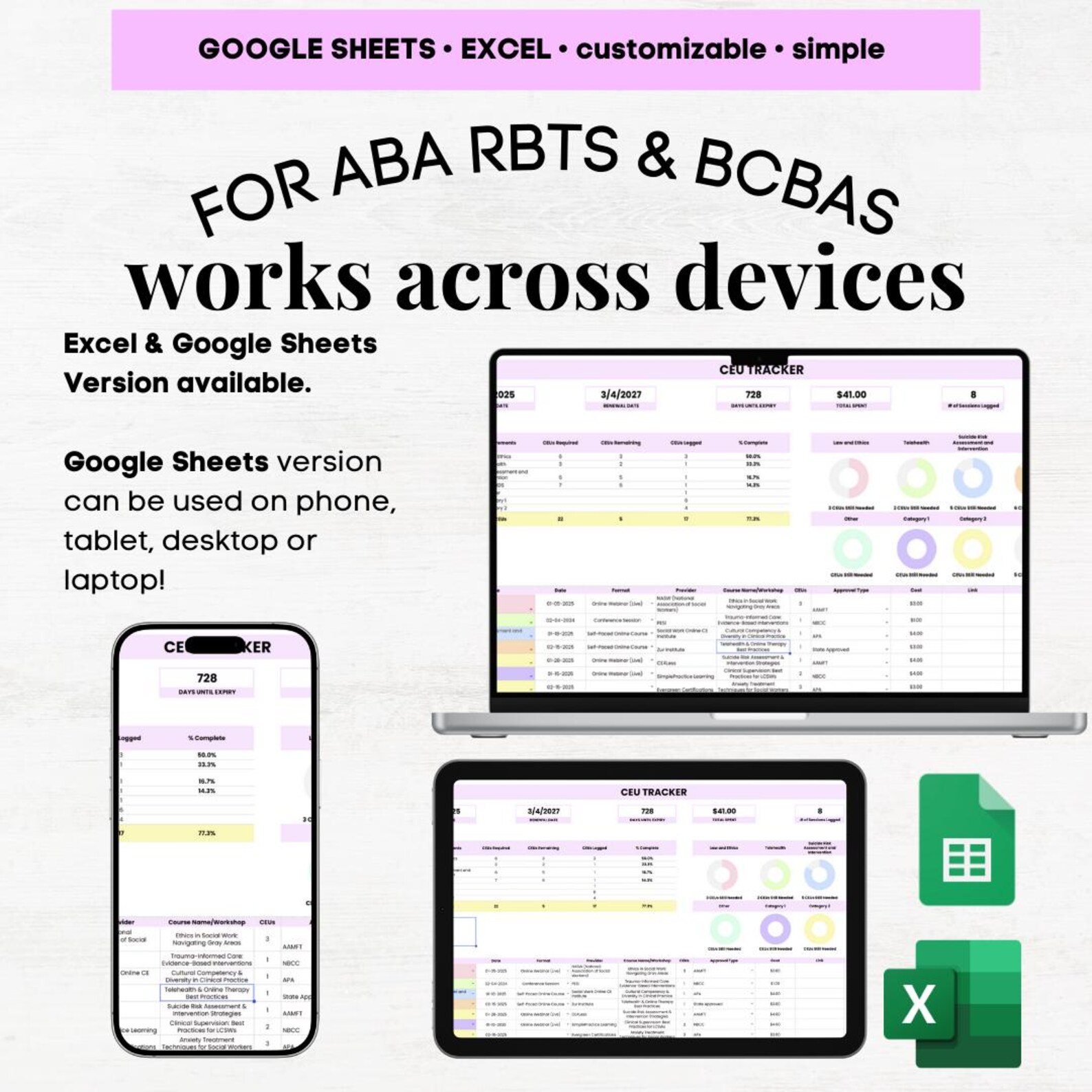 Aba Bcba CEU Tracker, CEU Log, Aba Bcba Therapy, Bcba Certified, Bcba ...