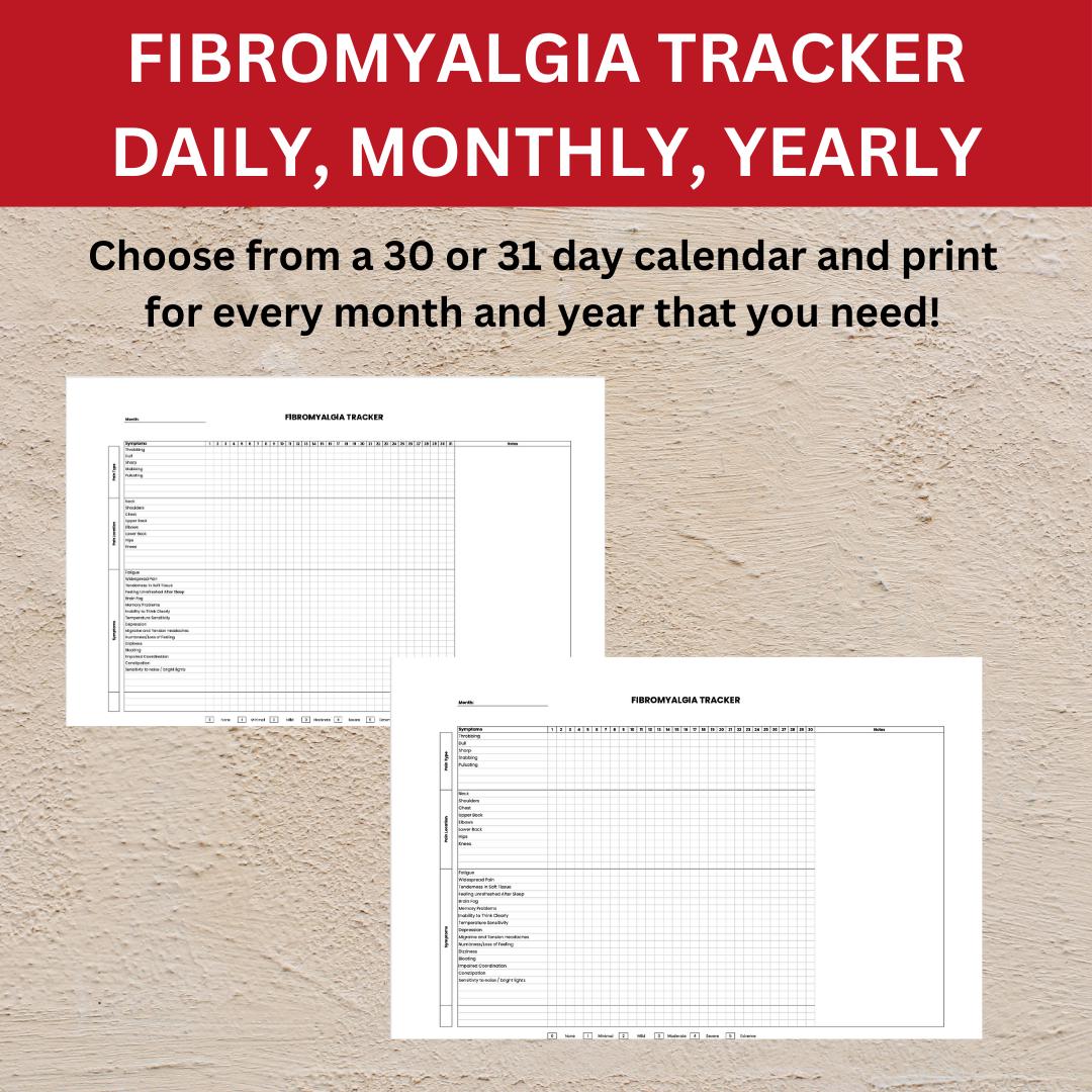 Fibromyalgia Tracker Printable PDF Fibromyalgia Symptoms Fibromyalgia ...