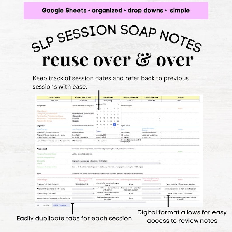 SLP Soap Note Template, Speech Therapy Soap Note Template, Slp Notes ...