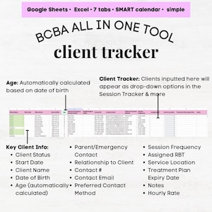 BCBA ABA Therapist All in One Tool - Session, Client, Authorization ...