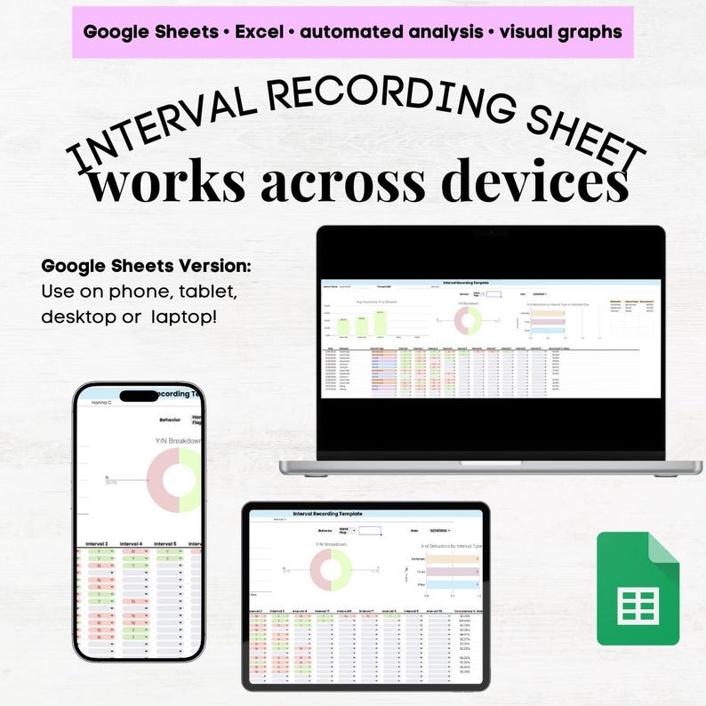 Interval Recording Data Sheet, Interval Recording ABA, Whole, Partial ...