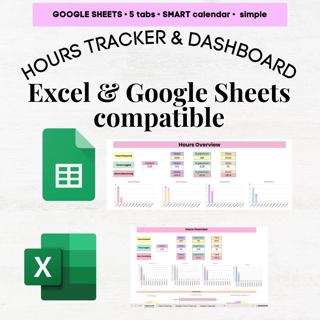 Clinical Hours Log, Clinical Hours Tracker, Hours Tracking Spreadsheet ...