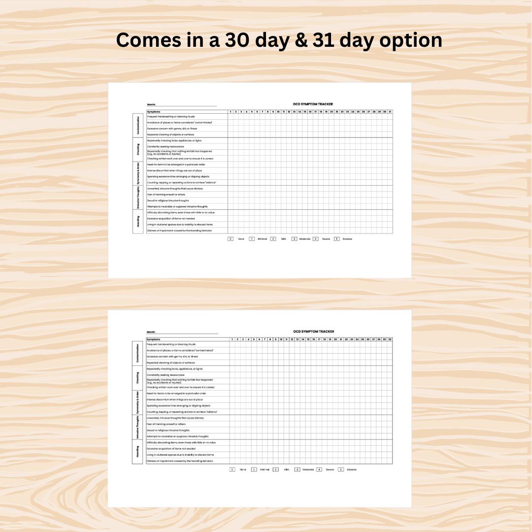 OCD Symptom Tracker Print PDF OCD Symptom Tracking Printable Obsessed ...