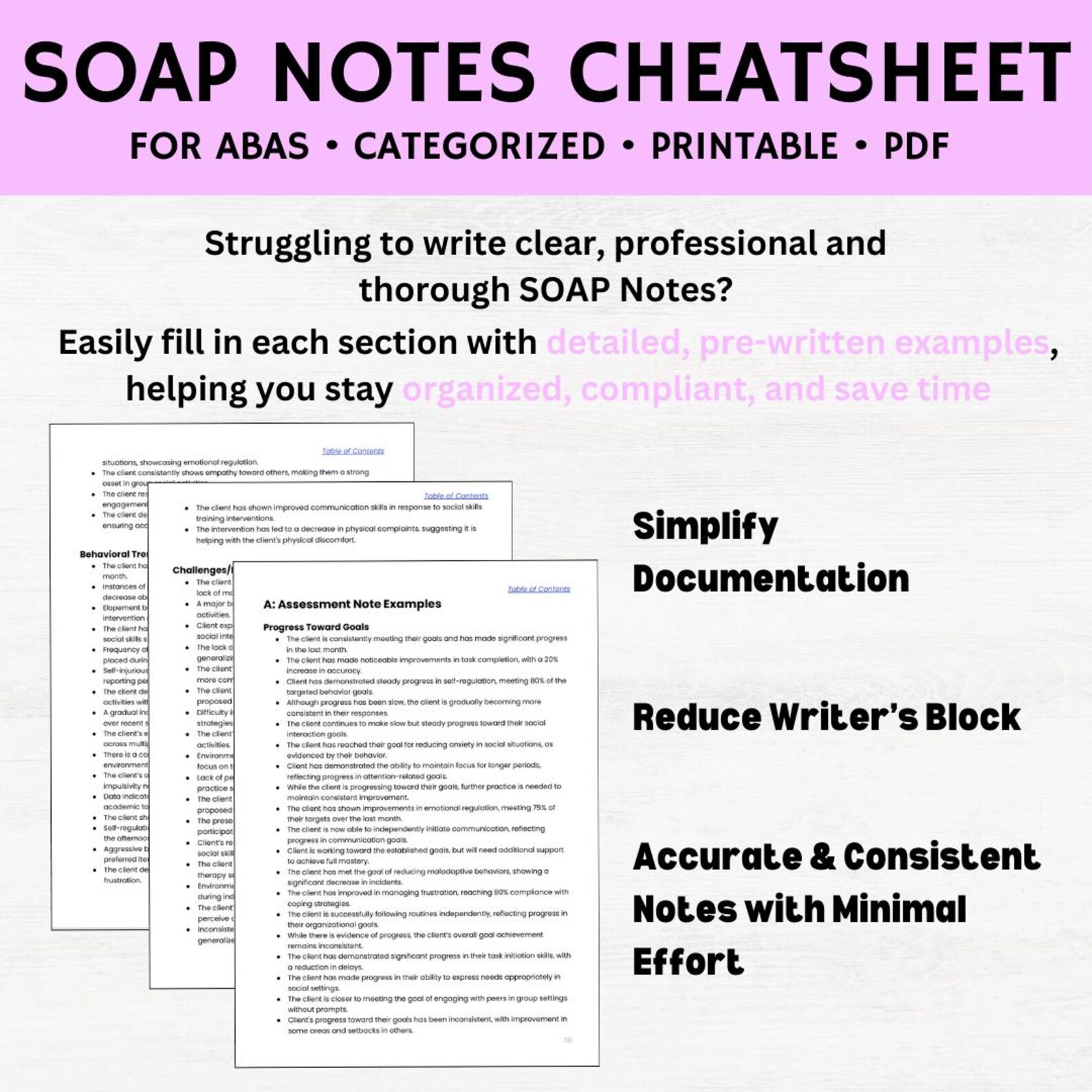 ABA SOAP Note Sentences PDF, Aba Progress Note, Aba Session Note, Rbt ...