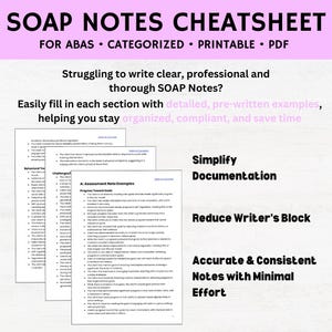 ABA SOAP Note Sentences PDF, Aba Progress Note, Aba Session Note, Rbt ...