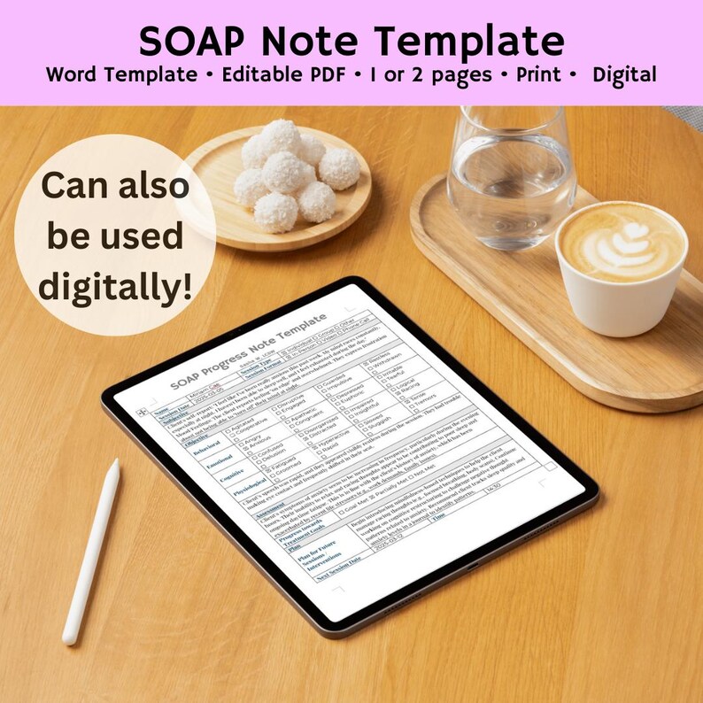 SOAP Note Therapy Editable PDF Template, Soap Notes Template, Digital ...
