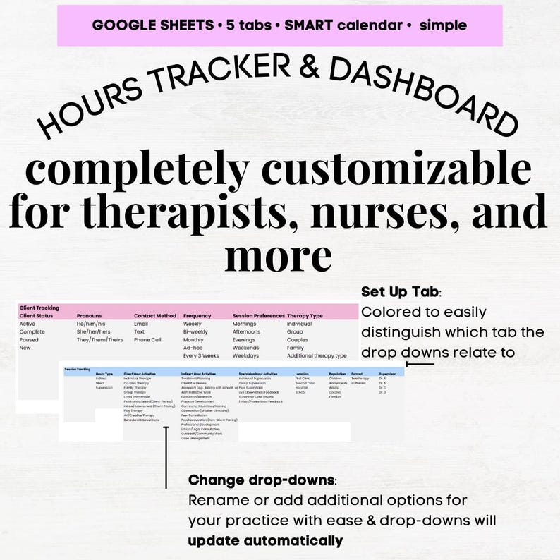 Clinical Hours Log, Clinical Hours Tracker, Hours Tracking Spreadsheet ...