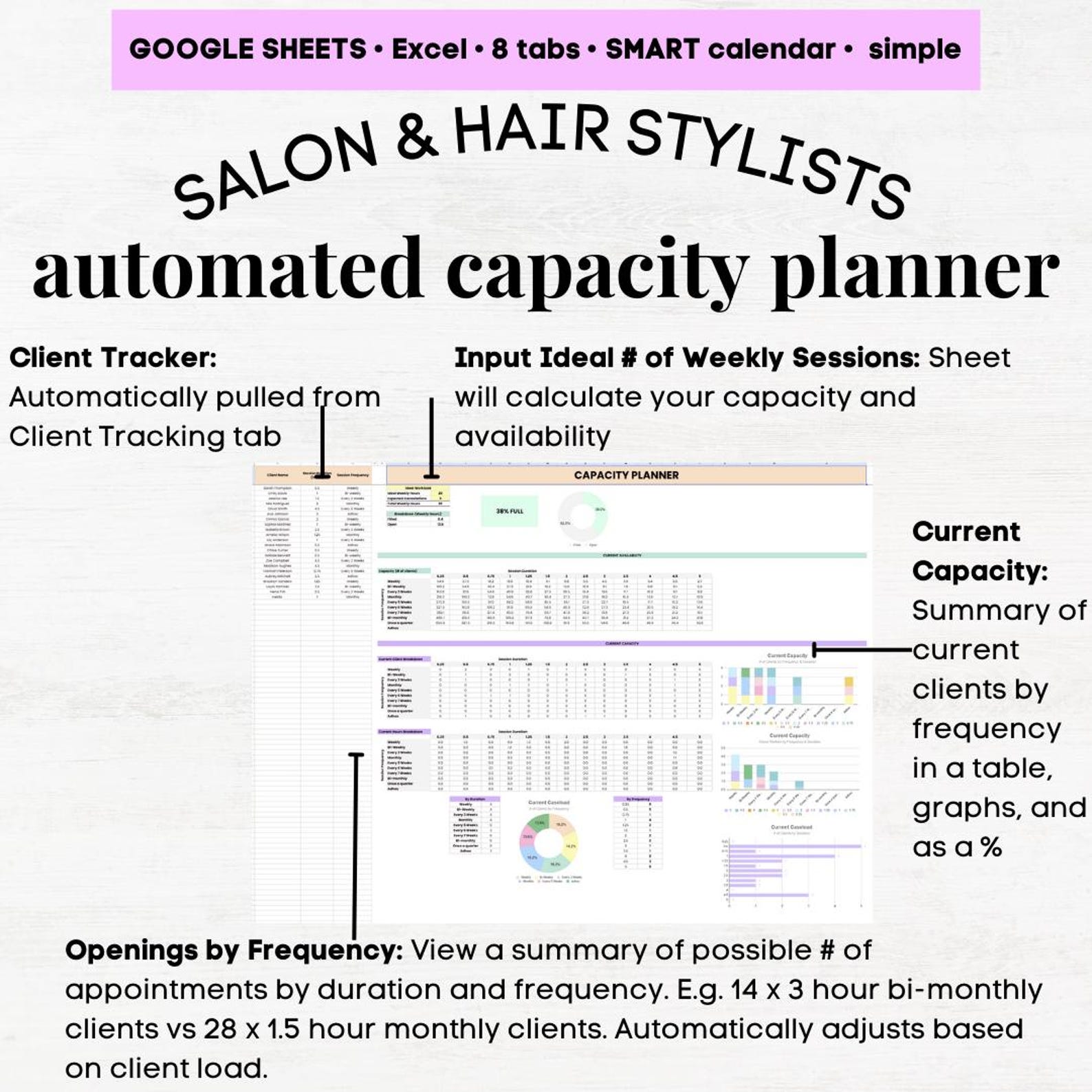 Salon Bookkeeping Scheduling Template, Scheduling Hair Stylist, Hair ...