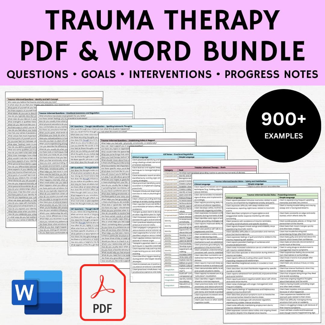 Therapy Trauma Bundle, Trauma Therapy Tools, Therapy Tool Trauma ...
