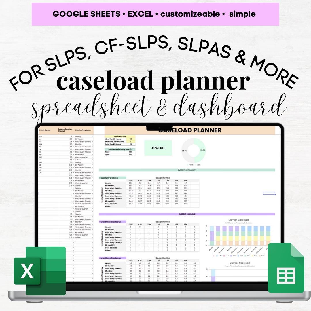 SLP Caseload Planner, SLP Caseload Management, Caseload Tracker ...