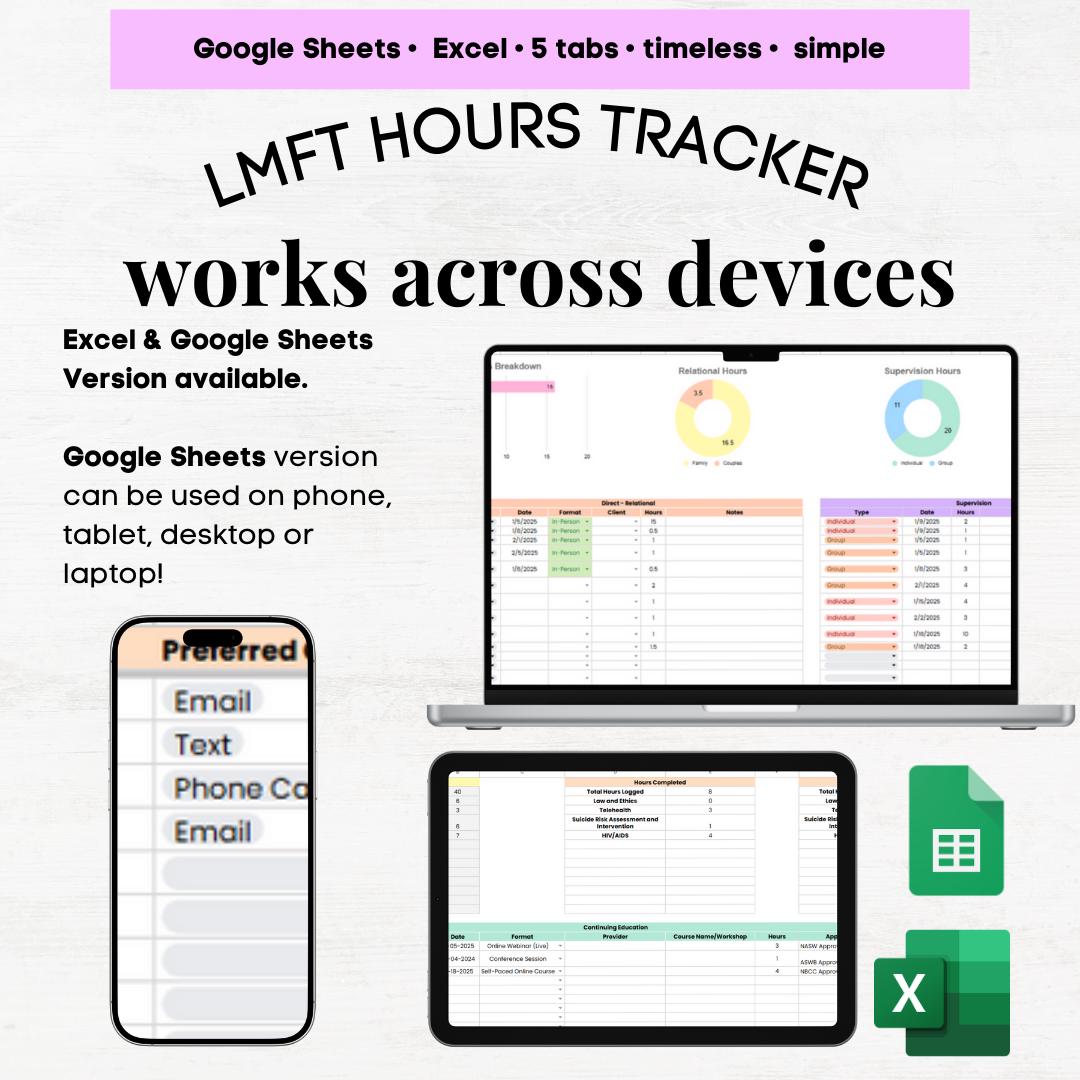 LMFT Hour Tracker, LMFT Licensure Tracking, Lmfta Hour Tracker, LMFT ...