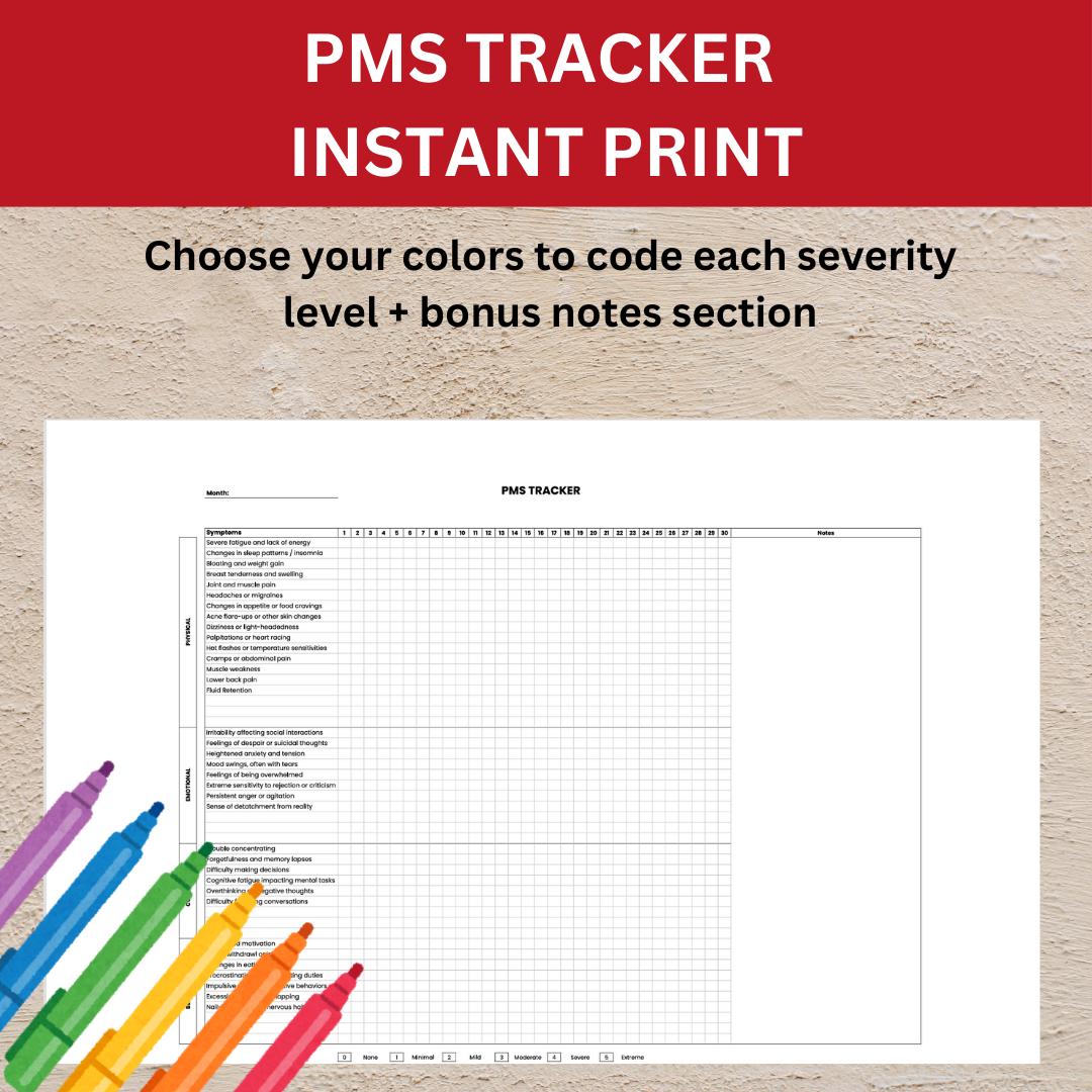 PMS Symptoms Tracker Printable Pdf, Premenstrual Syndrome Awareness ...