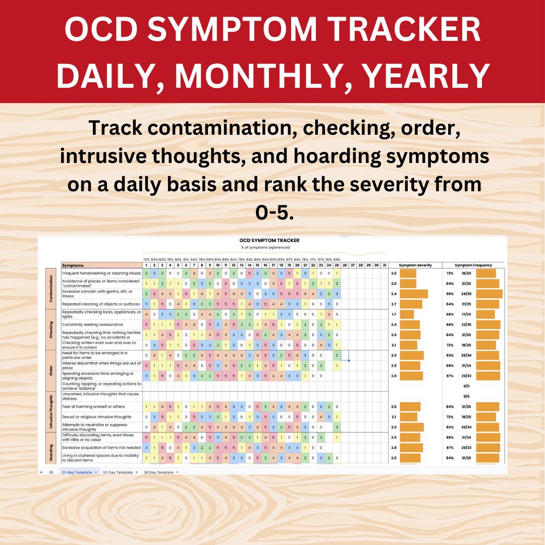 OCD Symptom Tracker Spreadsheet OCD Symptom Tracking Excel Obsessed ...