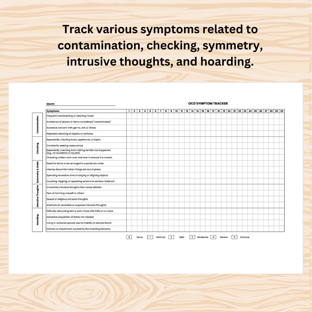 OCD Symptom Tracker Print PDF OCD Symptom Tracking Printable Obsessed ...