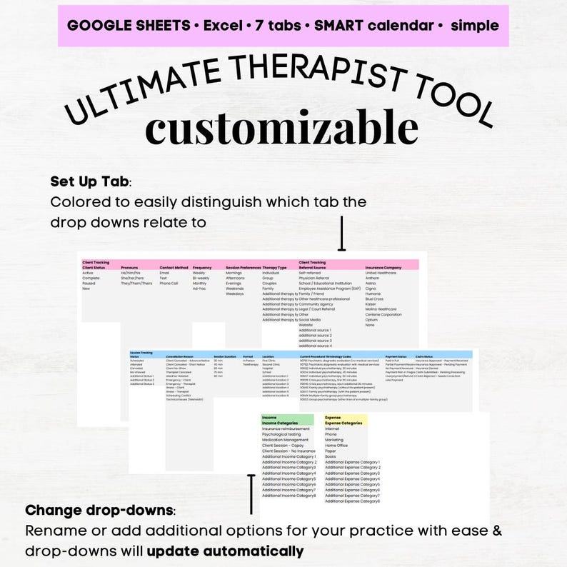 Therapist Bookkeeping, Client Tracker Therapy, Therapist Tracking, Schedule Book Keeping ...
