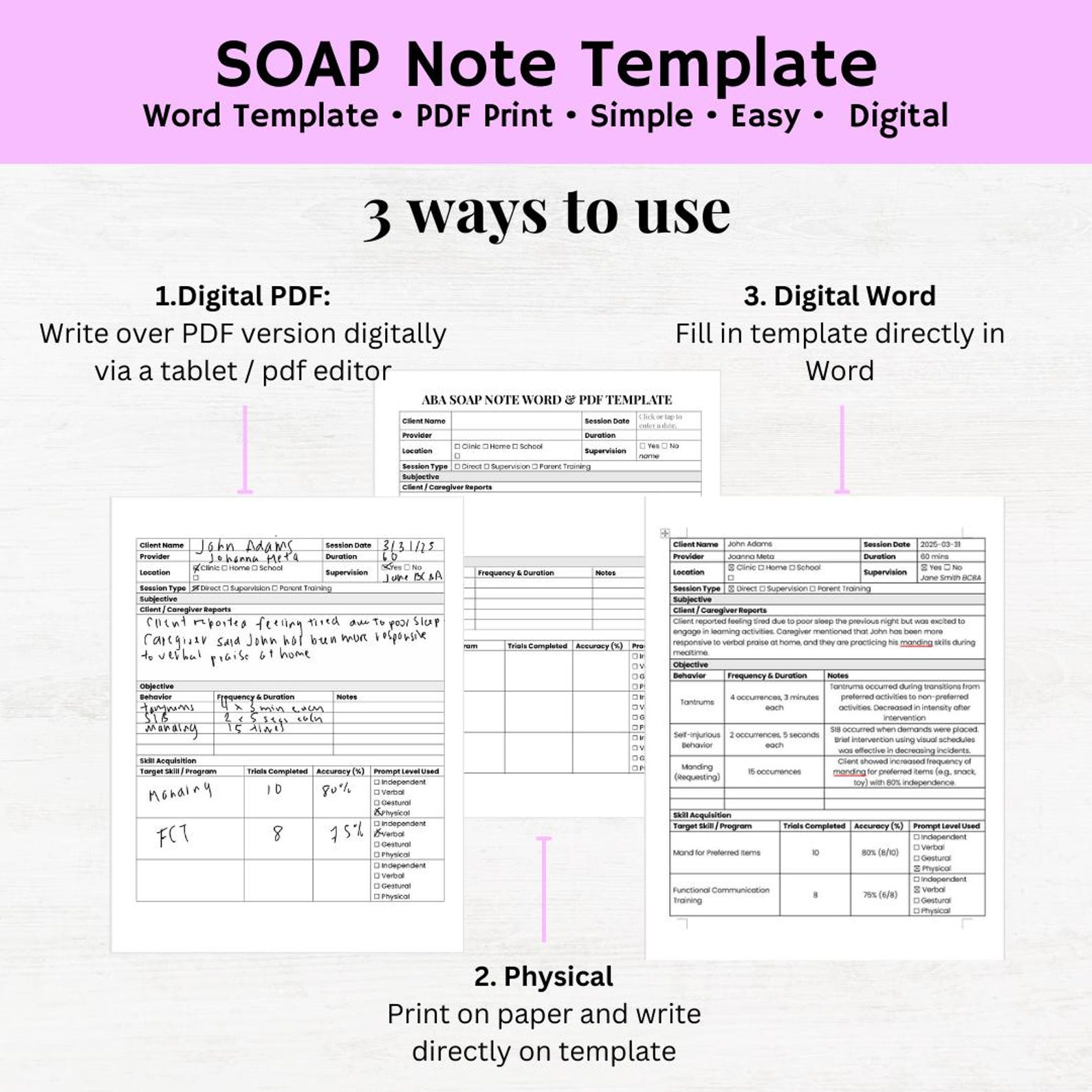 Aba Bcba Rbt SOAP Note Template, RBT Notes, ABA Notes, Aba Session Note ...